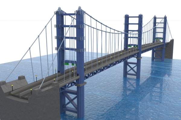 3d model of suspension bridge