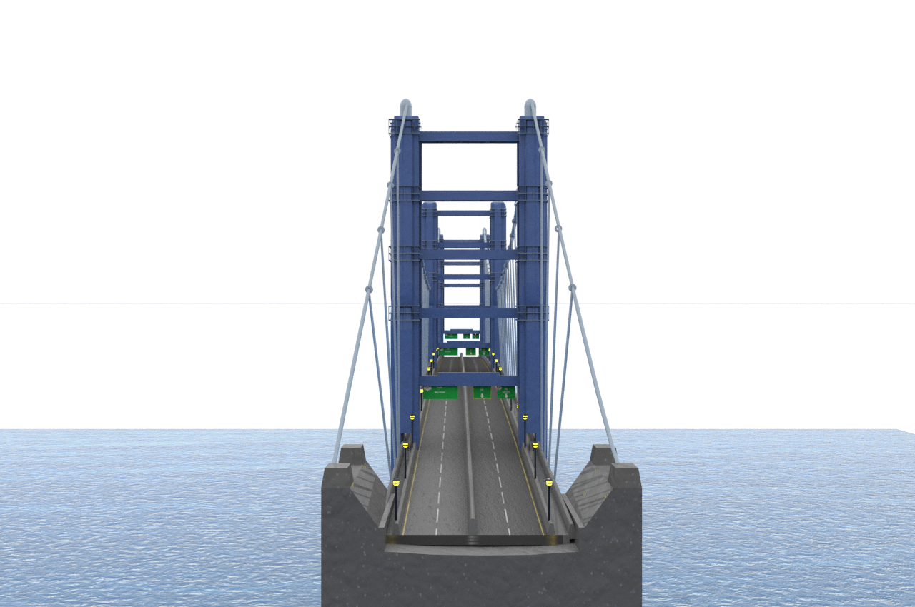 3d model of suspension bridge