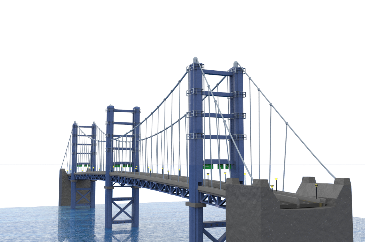 3d model of suspension bridge