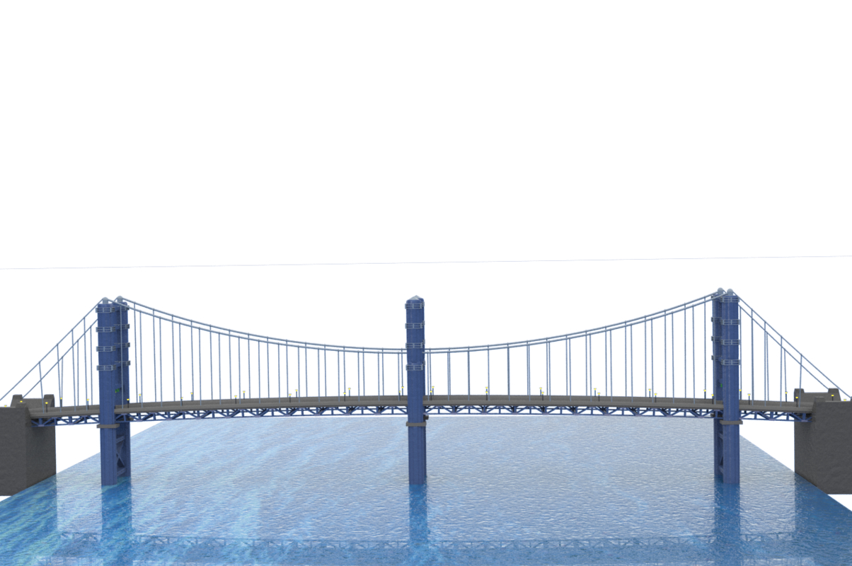 3d model of suspension bridge