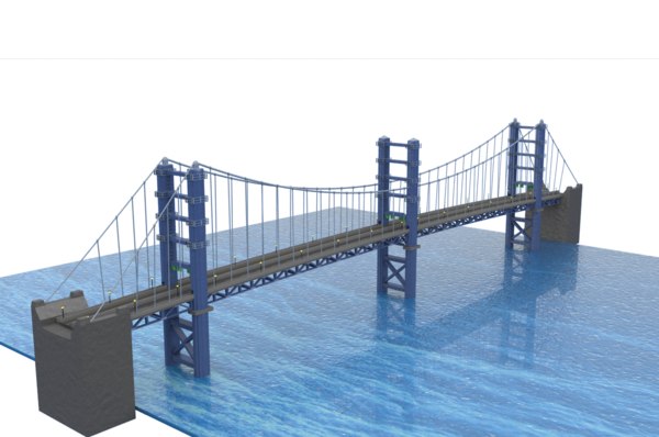 3d model of suspension bridge