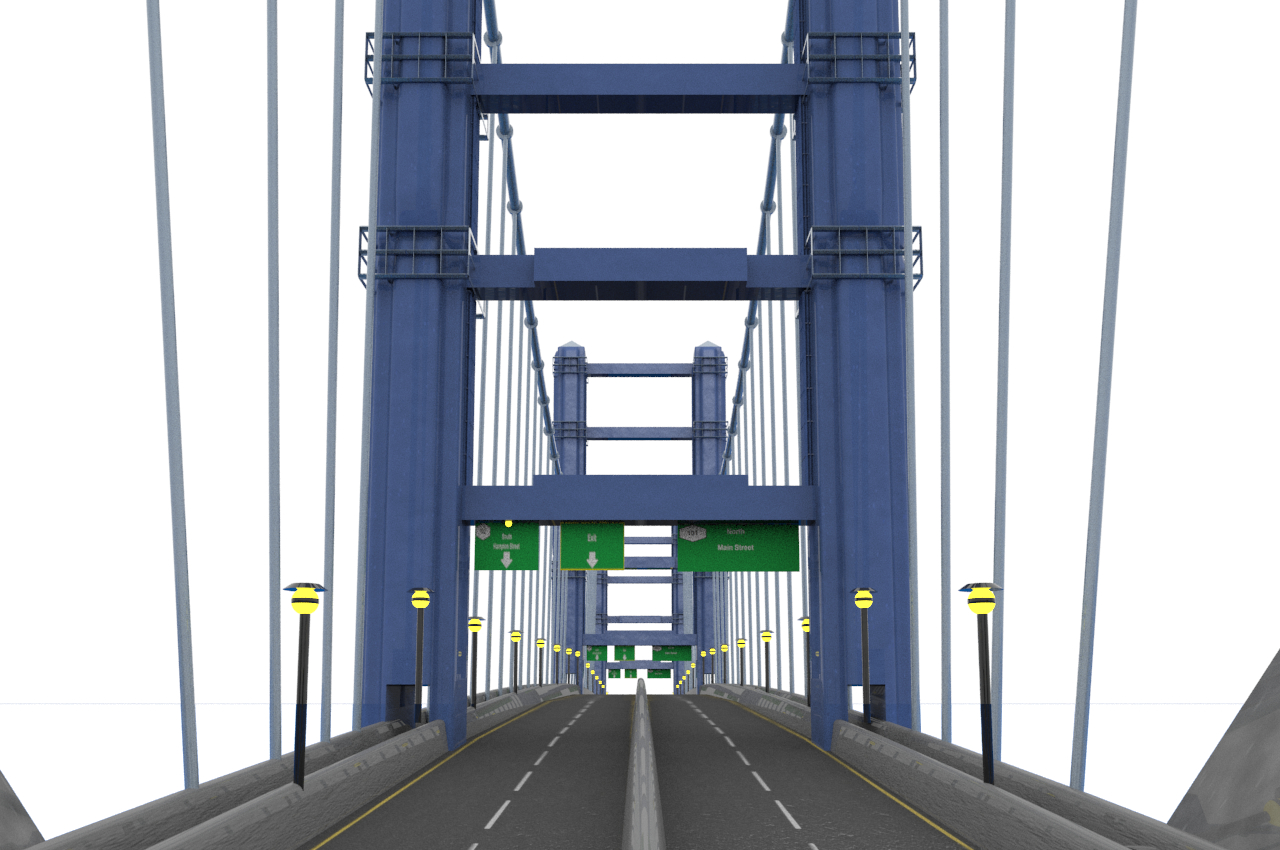 3d model of suspension bridge