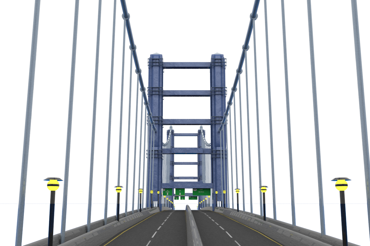 3d model of suspension bridge