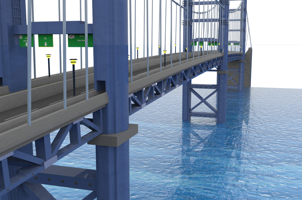 3d model of suspension bridge