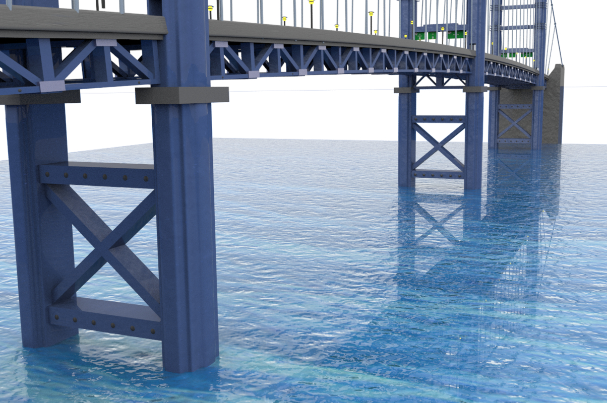 3d model of suspension bridge