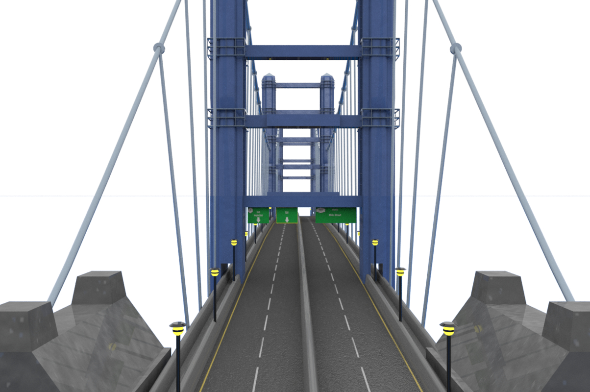 3d model of suspension bridge
