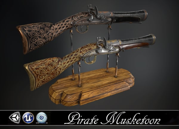 cannon flintlock 3d obj