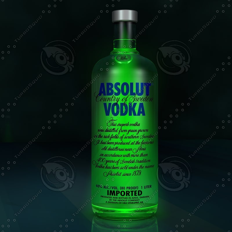 3d photorealistic absolute vodka bottle