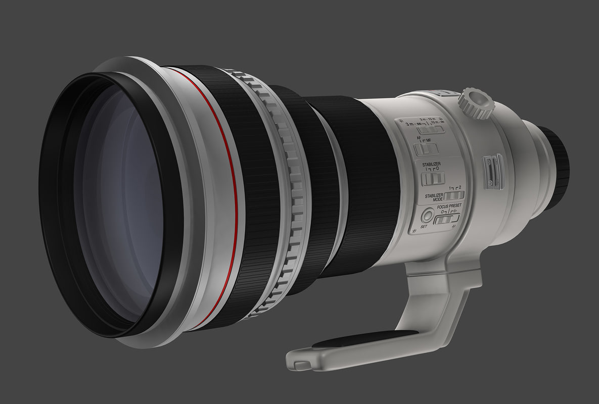 canon 400mm camera lens 3d c4d