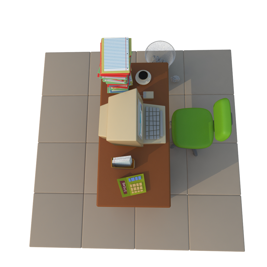 3d cartoon office desk model