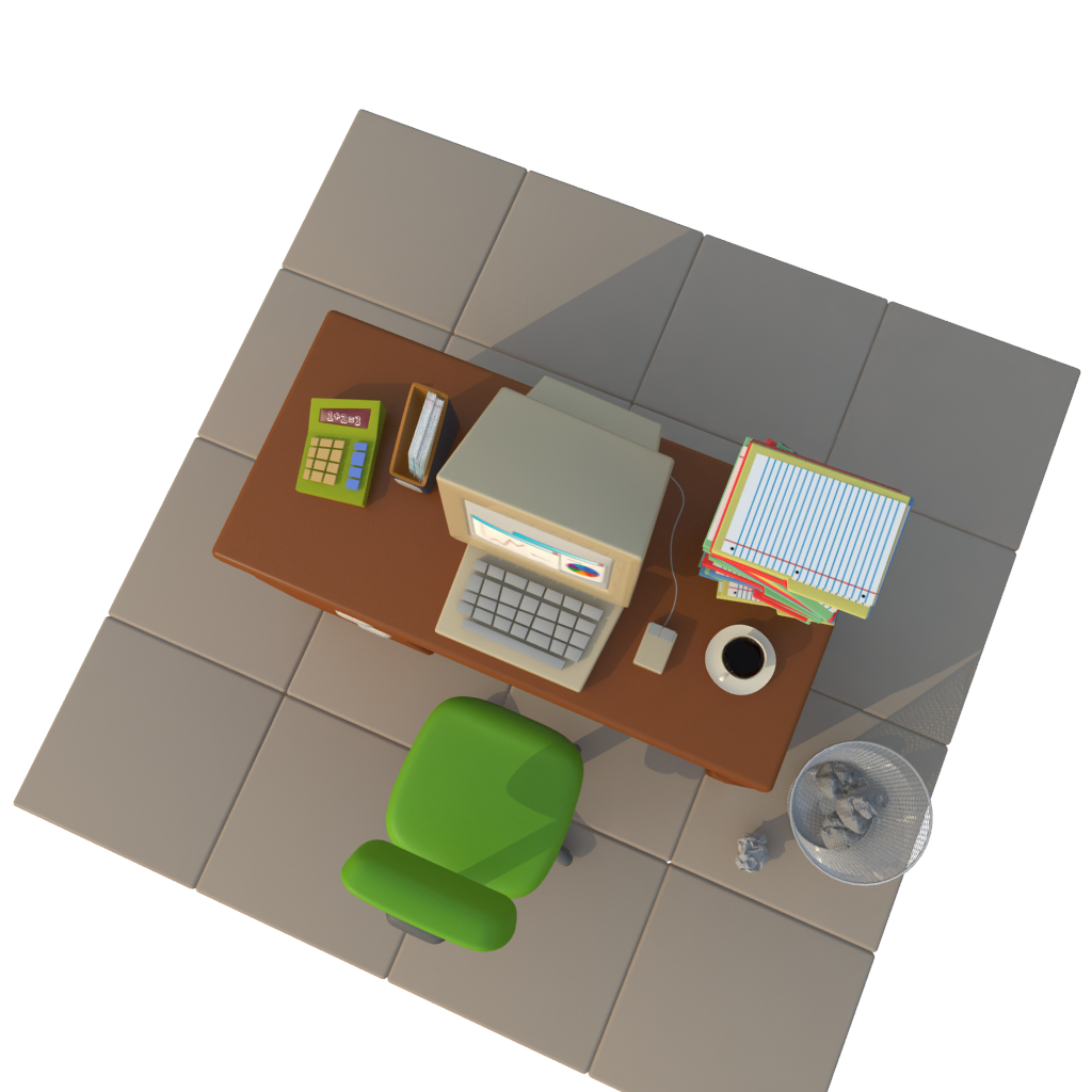 3d cartoon office desk model