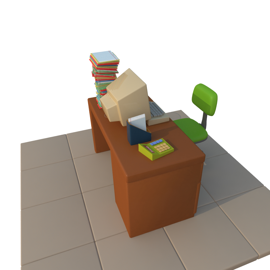 3d cartoon office desk model