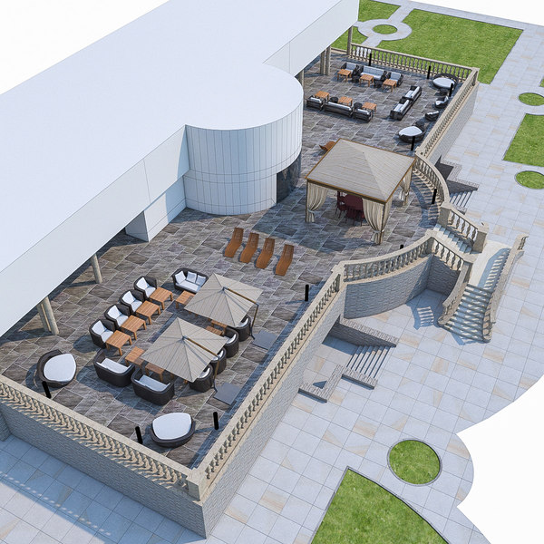 terrace modeled 3d model