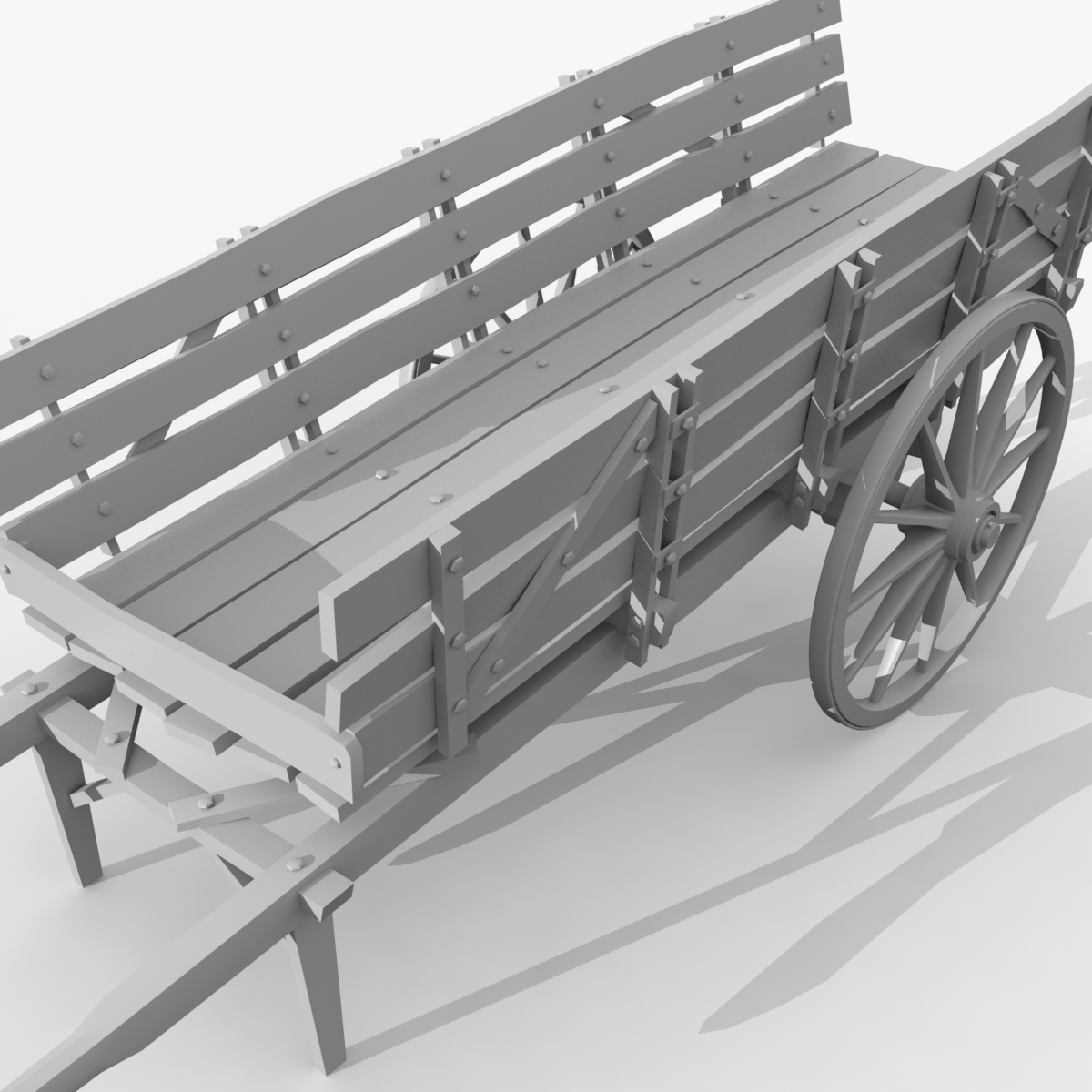 old wood cart 3d max