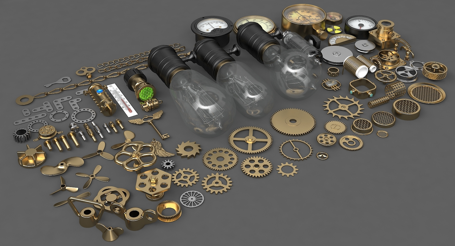 steampunk 100 parts 3d model