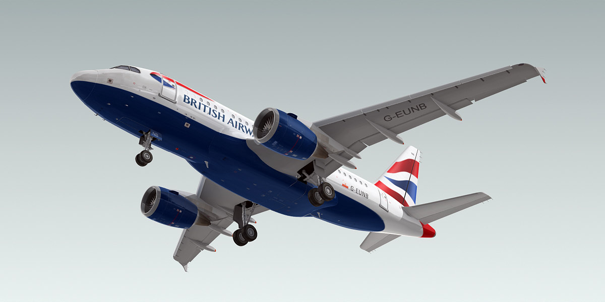 a318-100 plane british airways 3d model