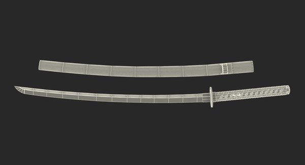 japanese katana sword set 3d model