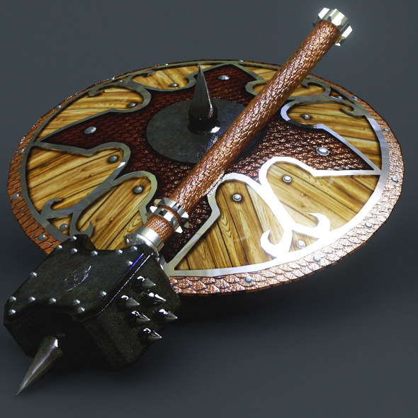 3d shield war hammer