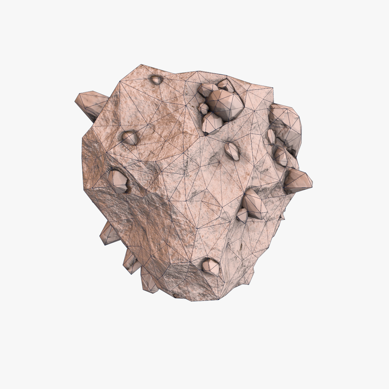 3d meteor ore gold model