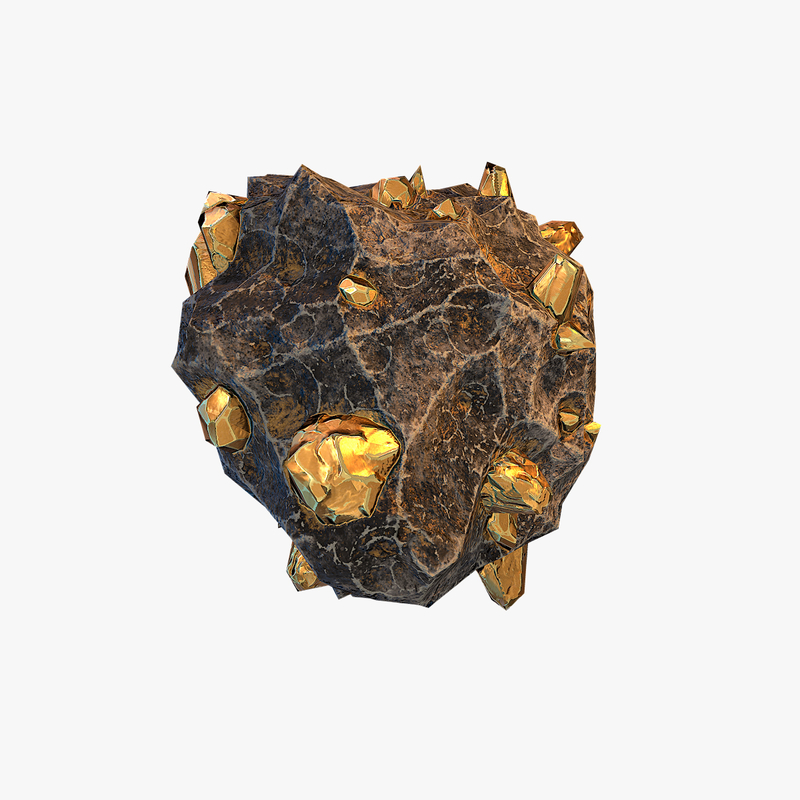 3d meteor ore gold model