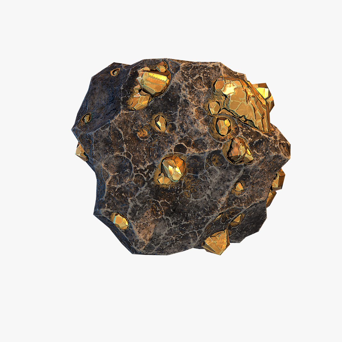 3d meteor ore gold model