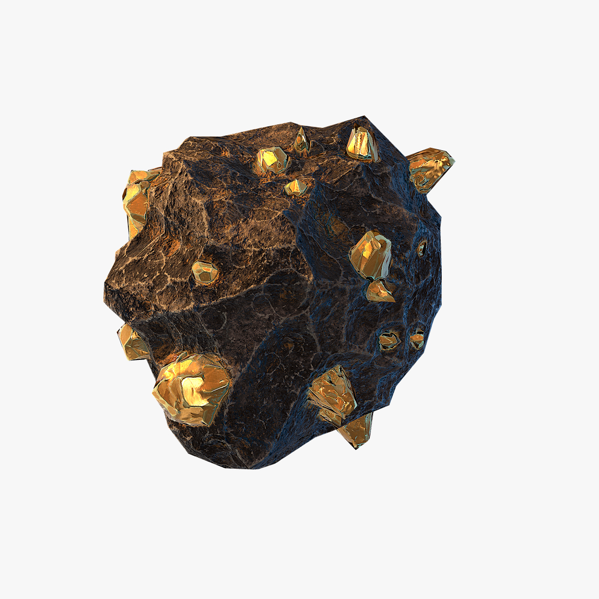 3d meteor ore gold model