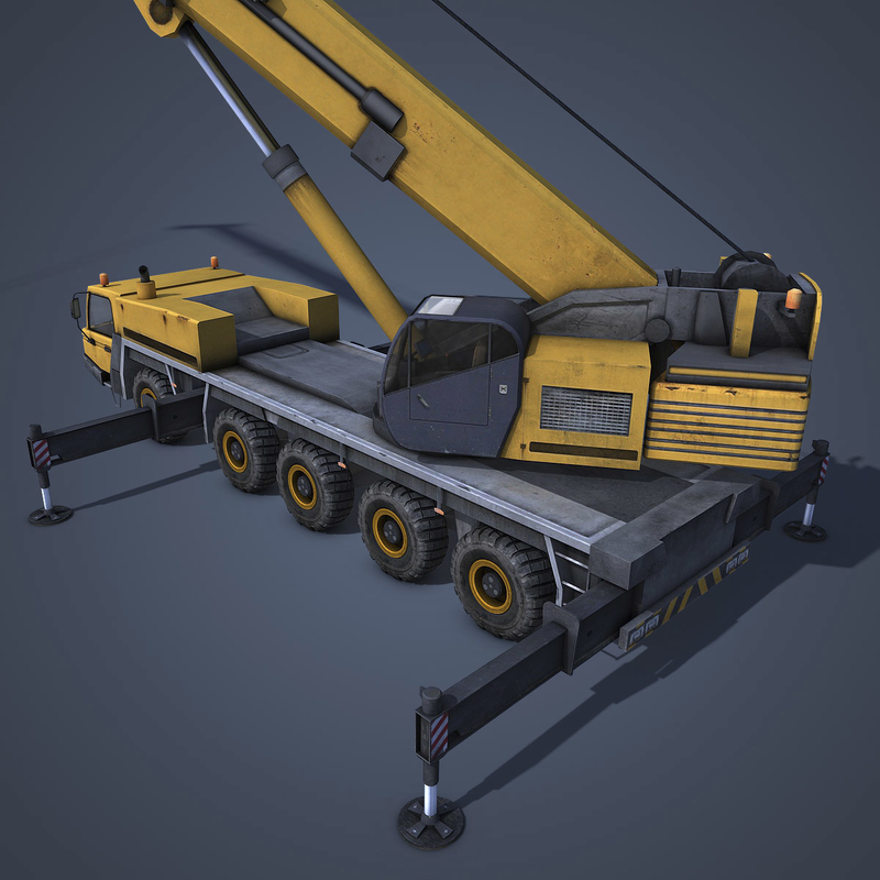 mobile crane rigged industrial 3d model