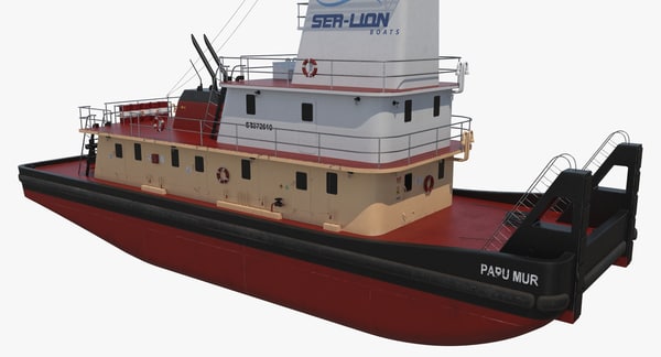 3d pushboat push boat model