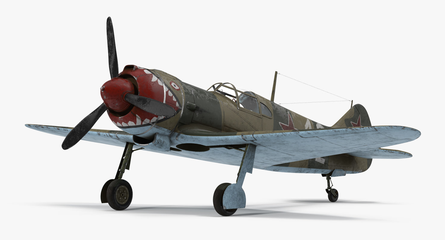 3d la-5 wwii soviet fighter aircraft model