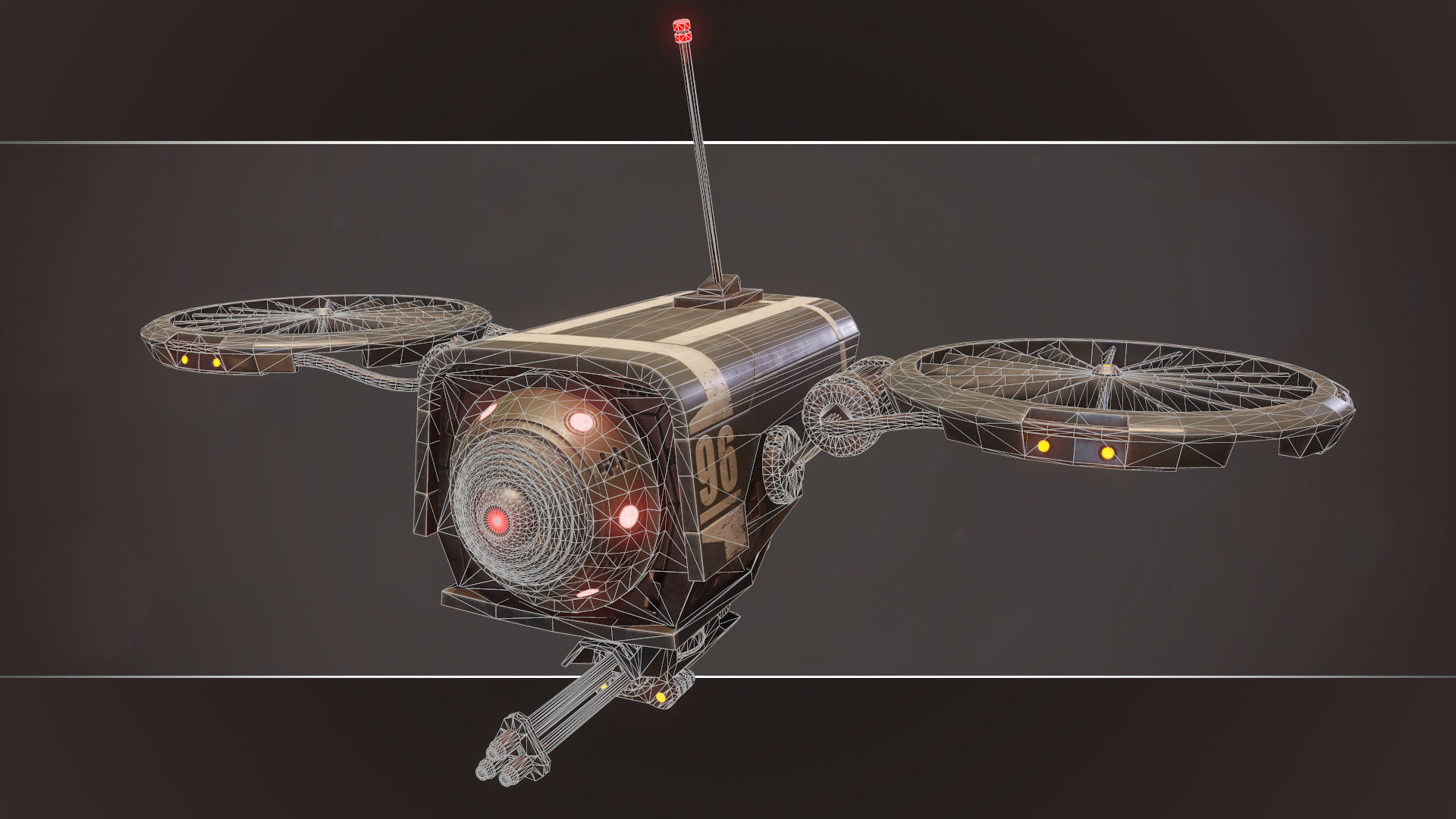 pbr sci-fi military drone 3d model