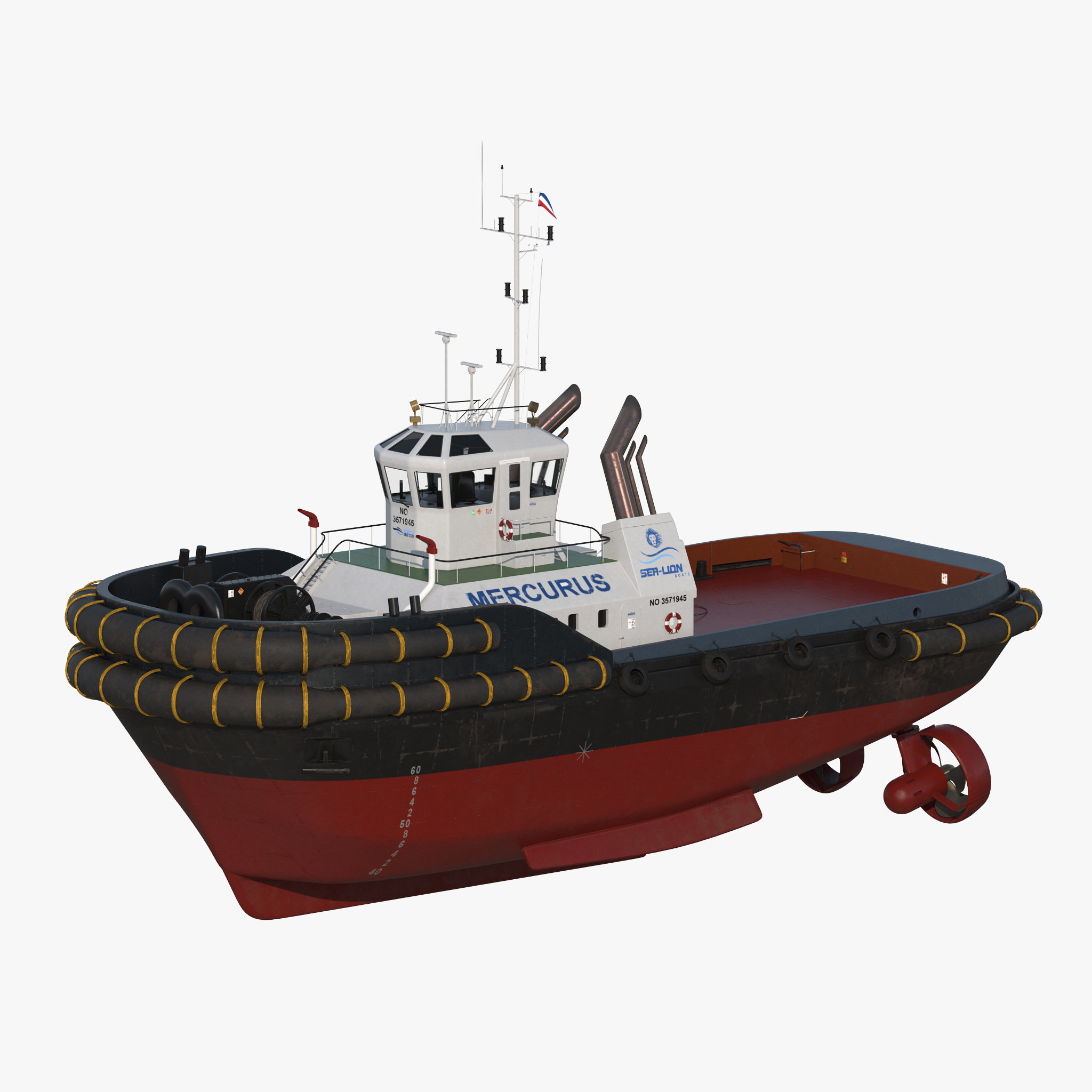 3d harbour tug boat model