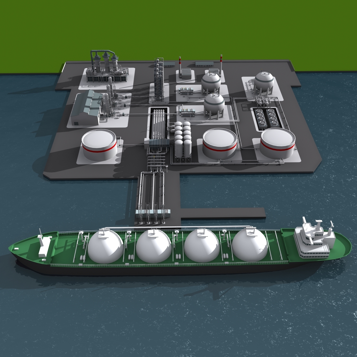 3d lng refinery port model
