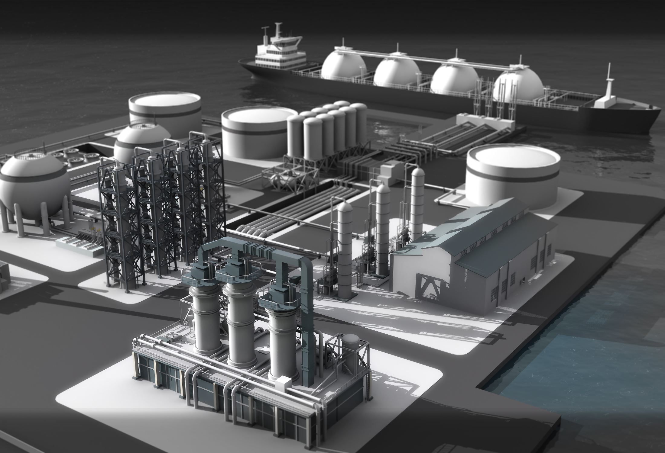3d lng refinery port model