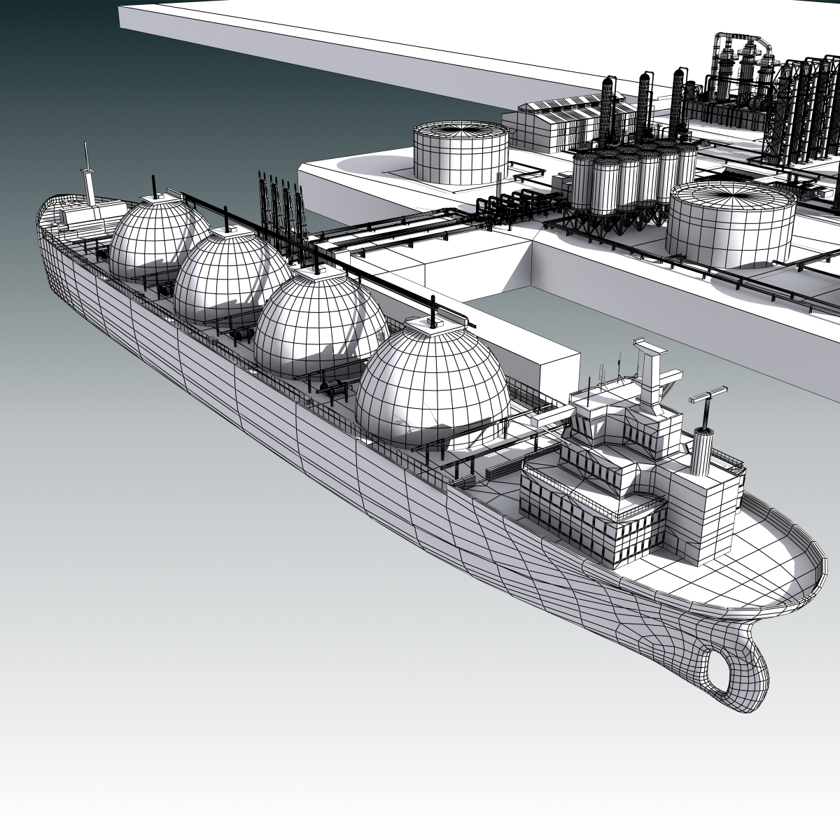 3d lng refinery port model