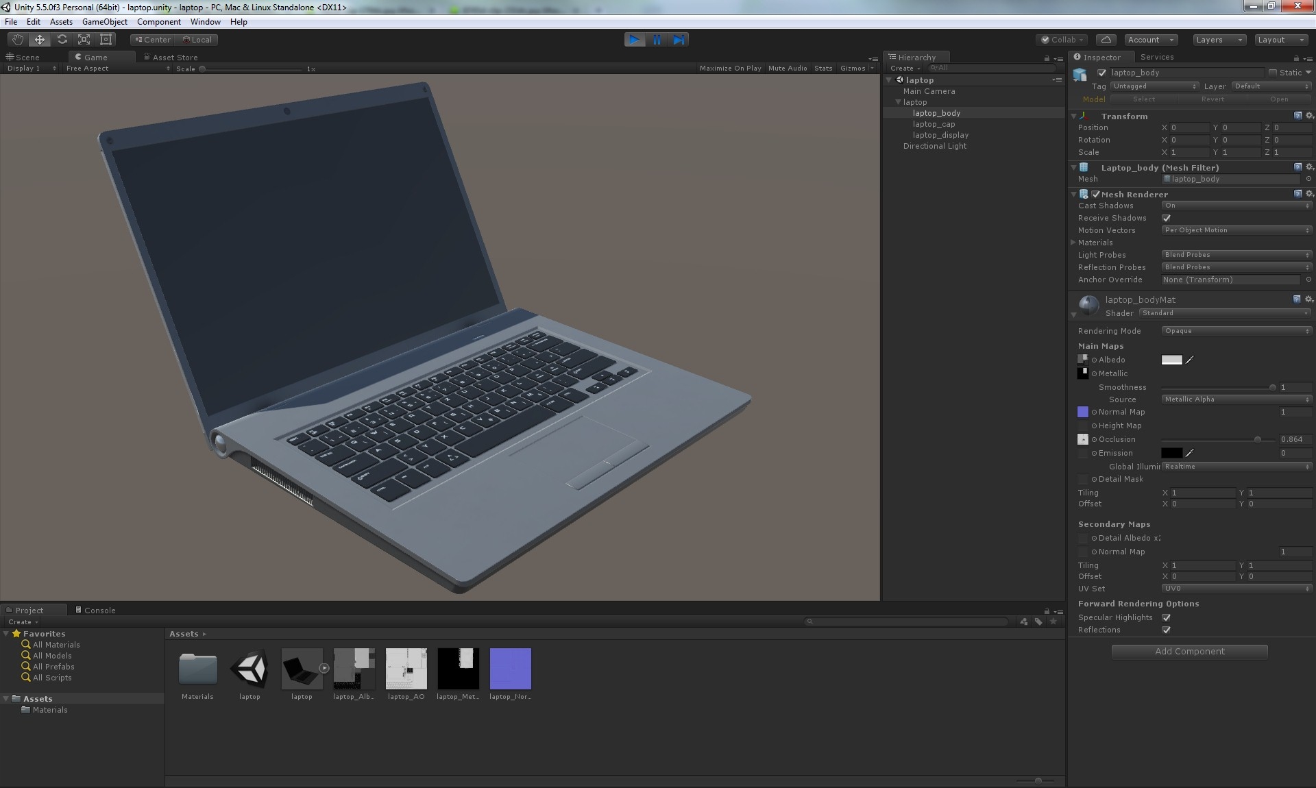 unity laptop 3d obj