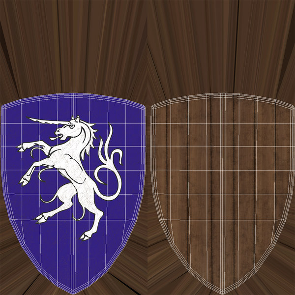 3d unicorn medieval shield