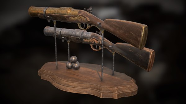 cannon flintlock 3d obj