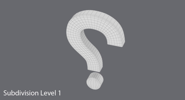 3d question mark boxy sharp model