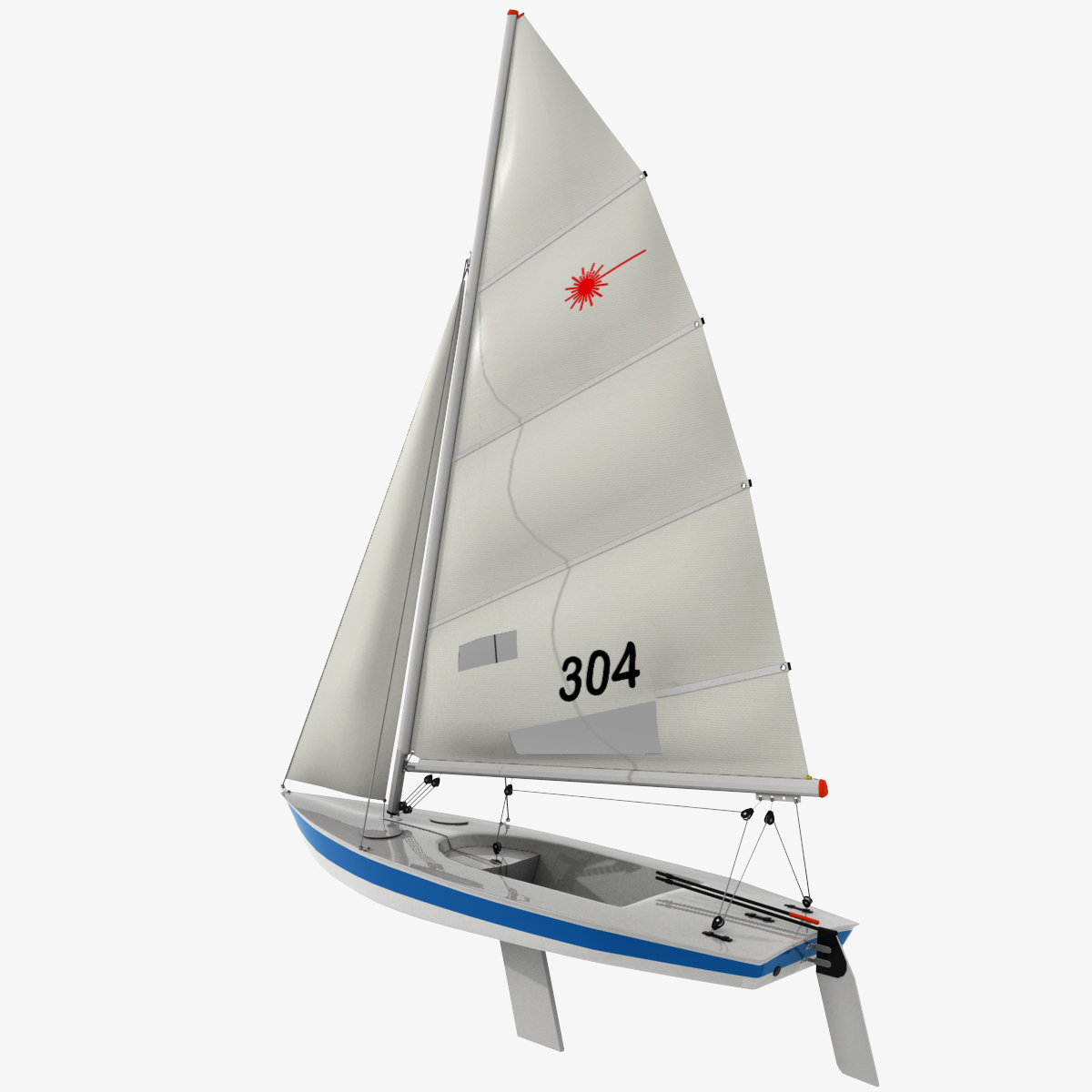 laser class sailboat 3d model