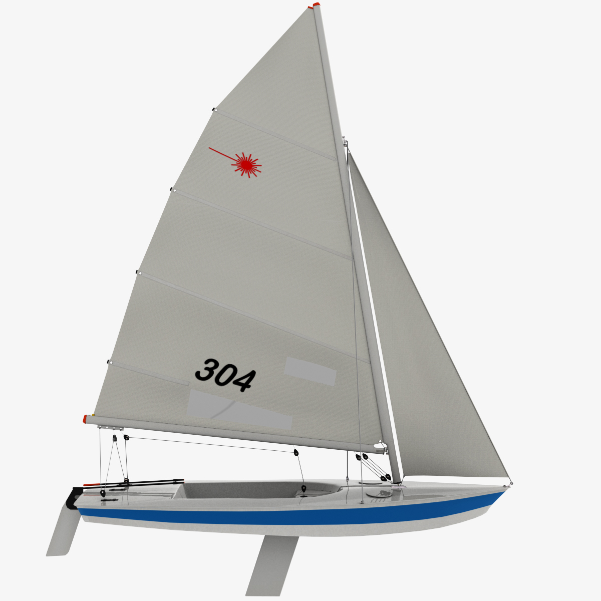 laser class sailboat 3d model