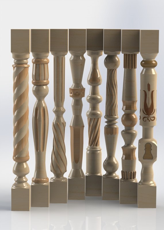 c4d wooden baluster