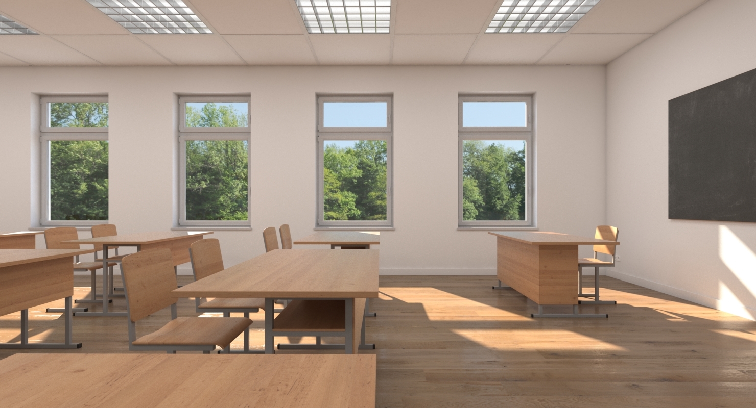 3d classroom realistic model