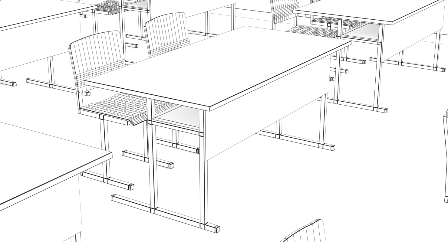 3d classroom realistic model