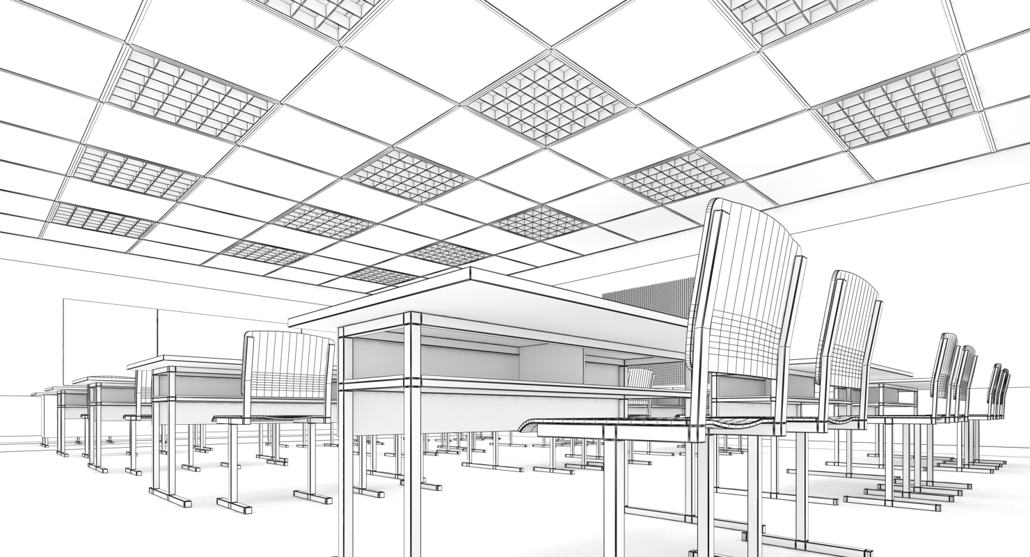 3d classroom realistic model
