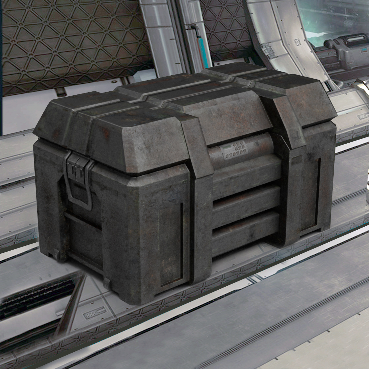 3d old sci-fi container