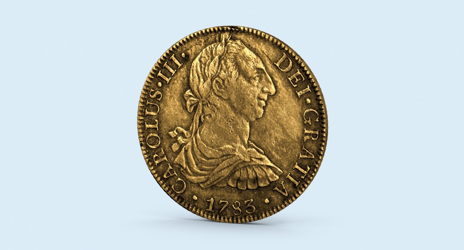gold doubloon aged 3d model