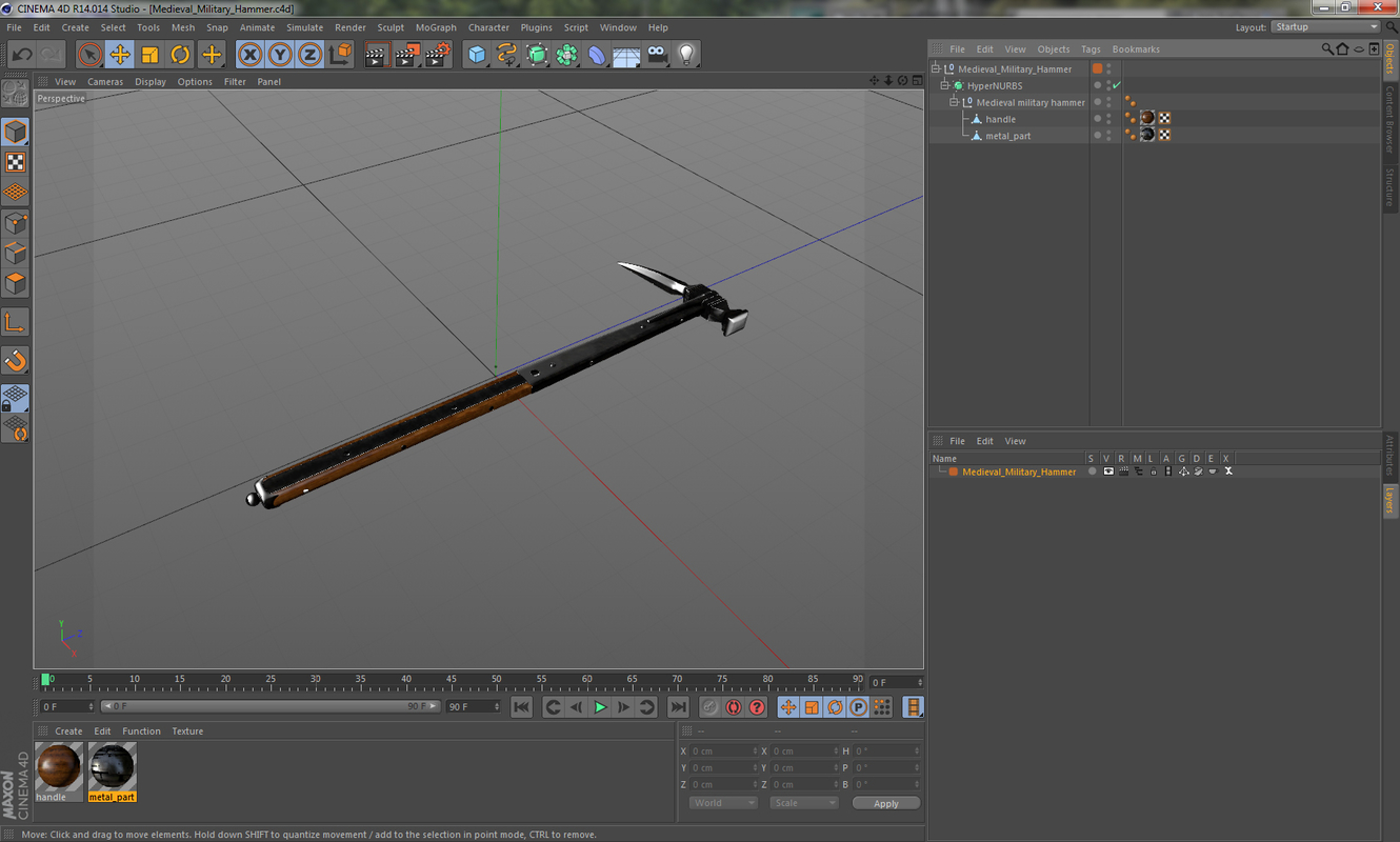 3d medieval military hammer