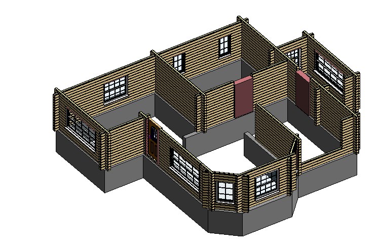 revit wood beam house 3d model
