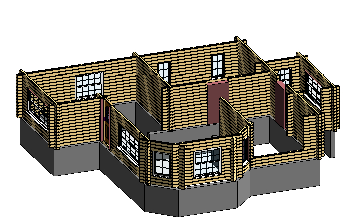 revit wood beam house 3d model