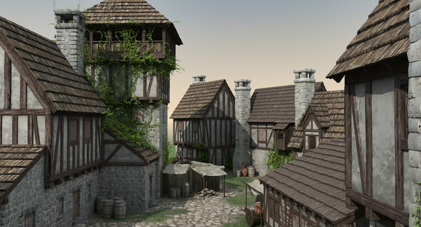3d model medieval town